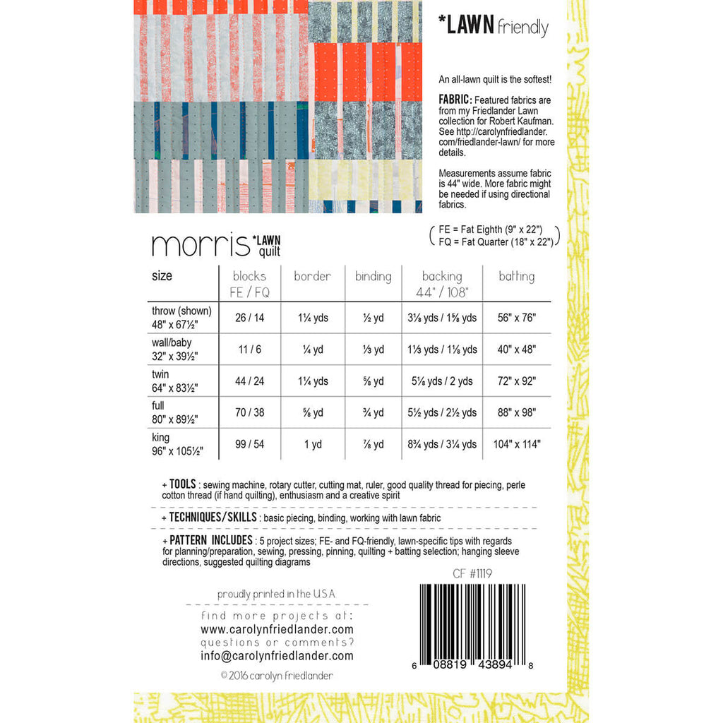 Morris Lawn Quilt Pattern – Carolyn Friedlander