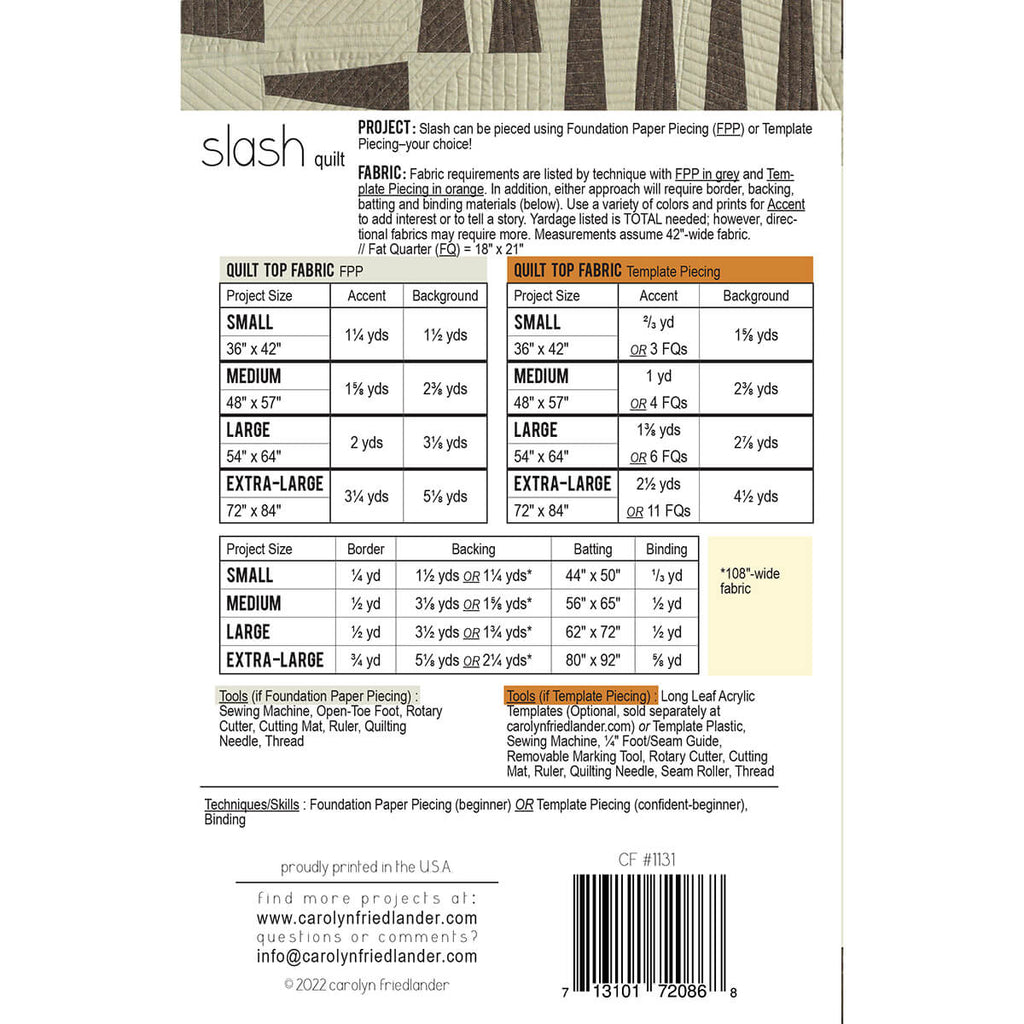 Slash Quilt Pattern – Carolyn Friedlander
