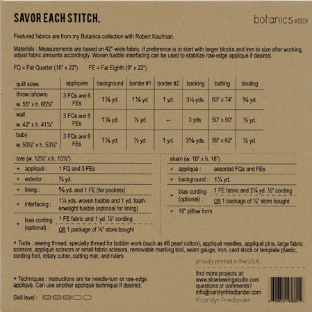 Botanics Quilt Pattern – Carolyn Friedlander